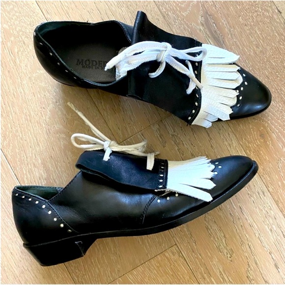Modern Vice | Shoes | Modern Vice Black White Pointy Toe Kilt Oxfords ...